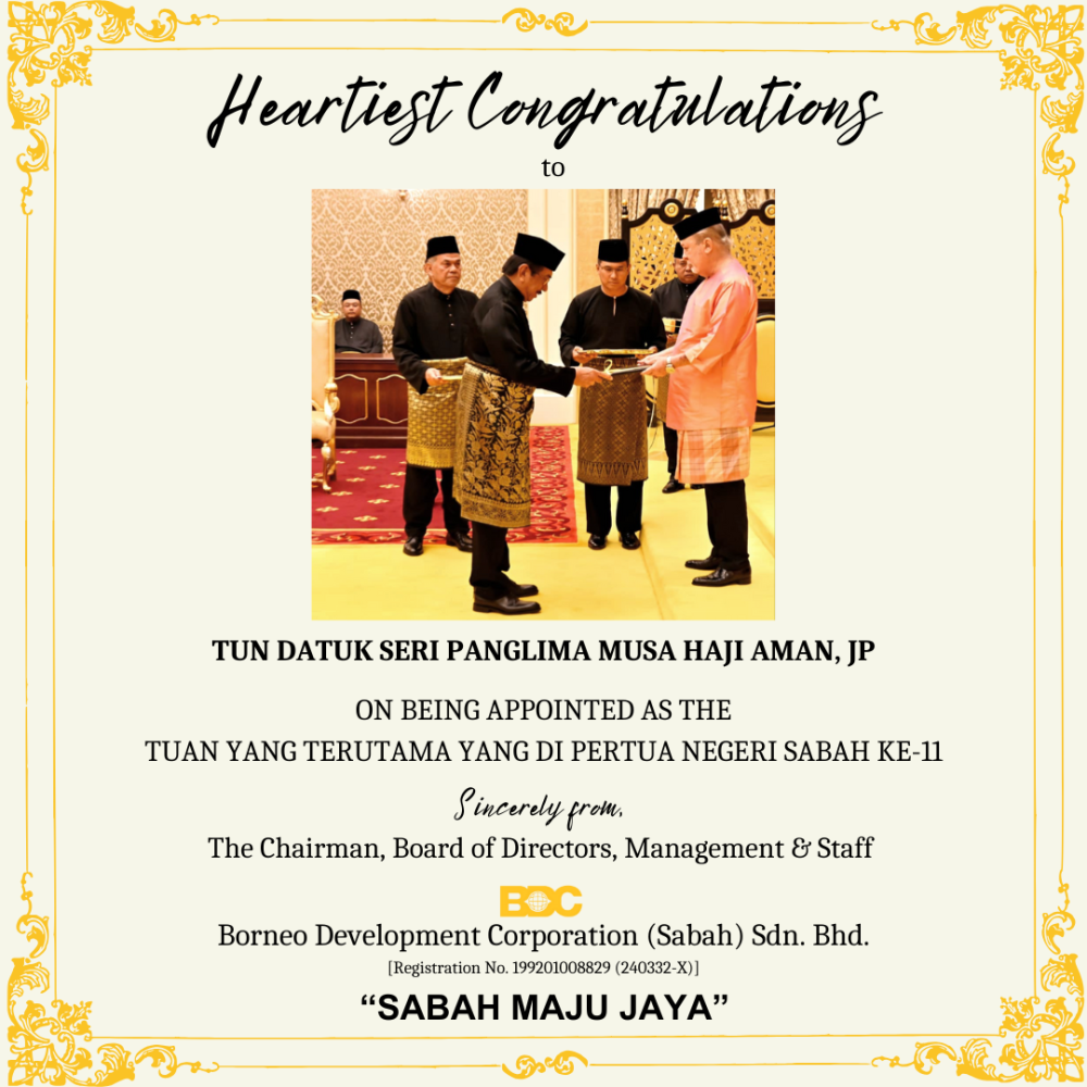 Congratulations to Tun Datuk Seri Panglima Musa Haji Aman, JP. | Borneo ...